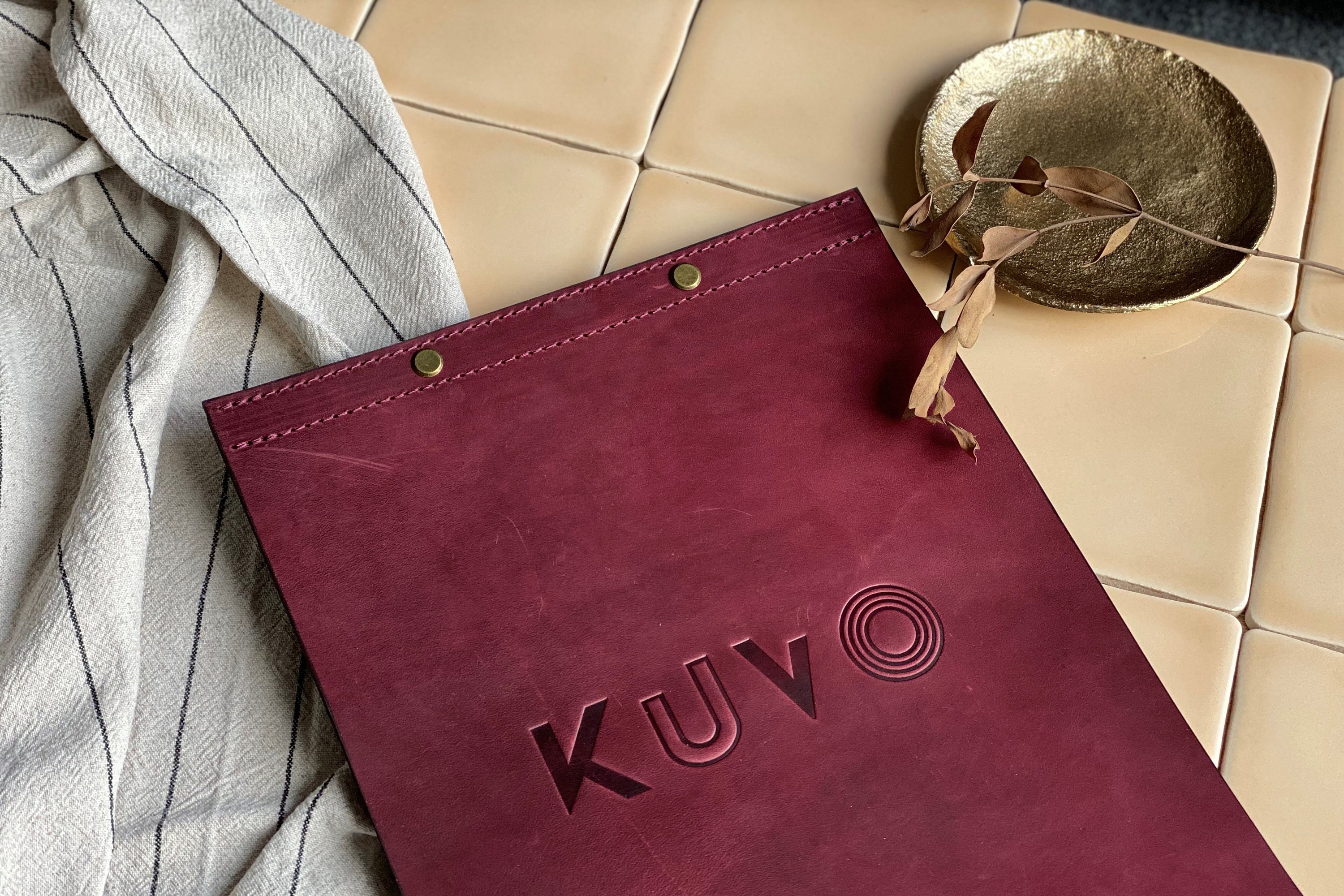 Leather Menu Holder A4 A5 Menu Cover With Embossing - Etsy