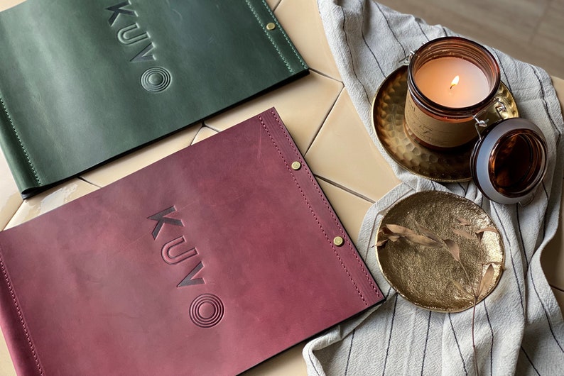 Leather Menu Holder A4 A5 Menu Cover With Embossing - Etsy