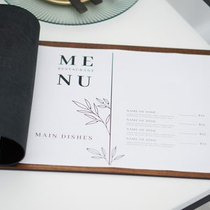 Menu Folder for A4 and US Letter Sheets, Elegant Ashwood and Leather ...