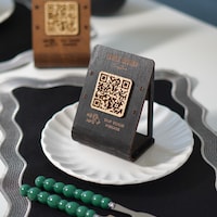 Personalized Wooden QR Code Menu Stand With Logo - Etsy