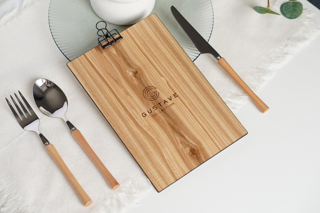 Ashwood Menu Holder With Binder, Menu Folder, Wooden Menu A5, Half ...