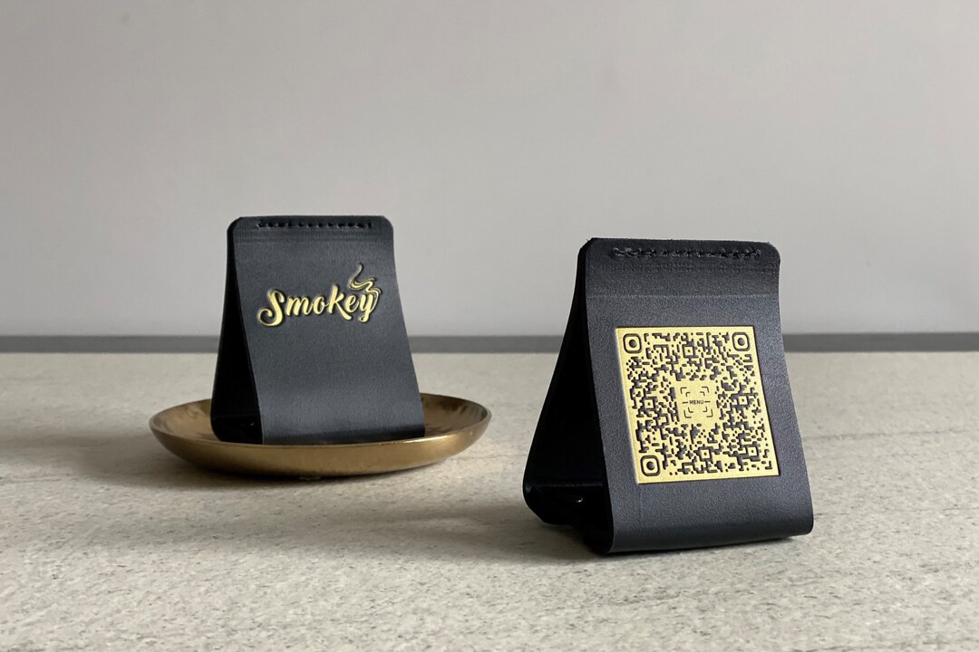 Leather QR Code Menu Sign: Restaurant Tabletop Display - Etsy