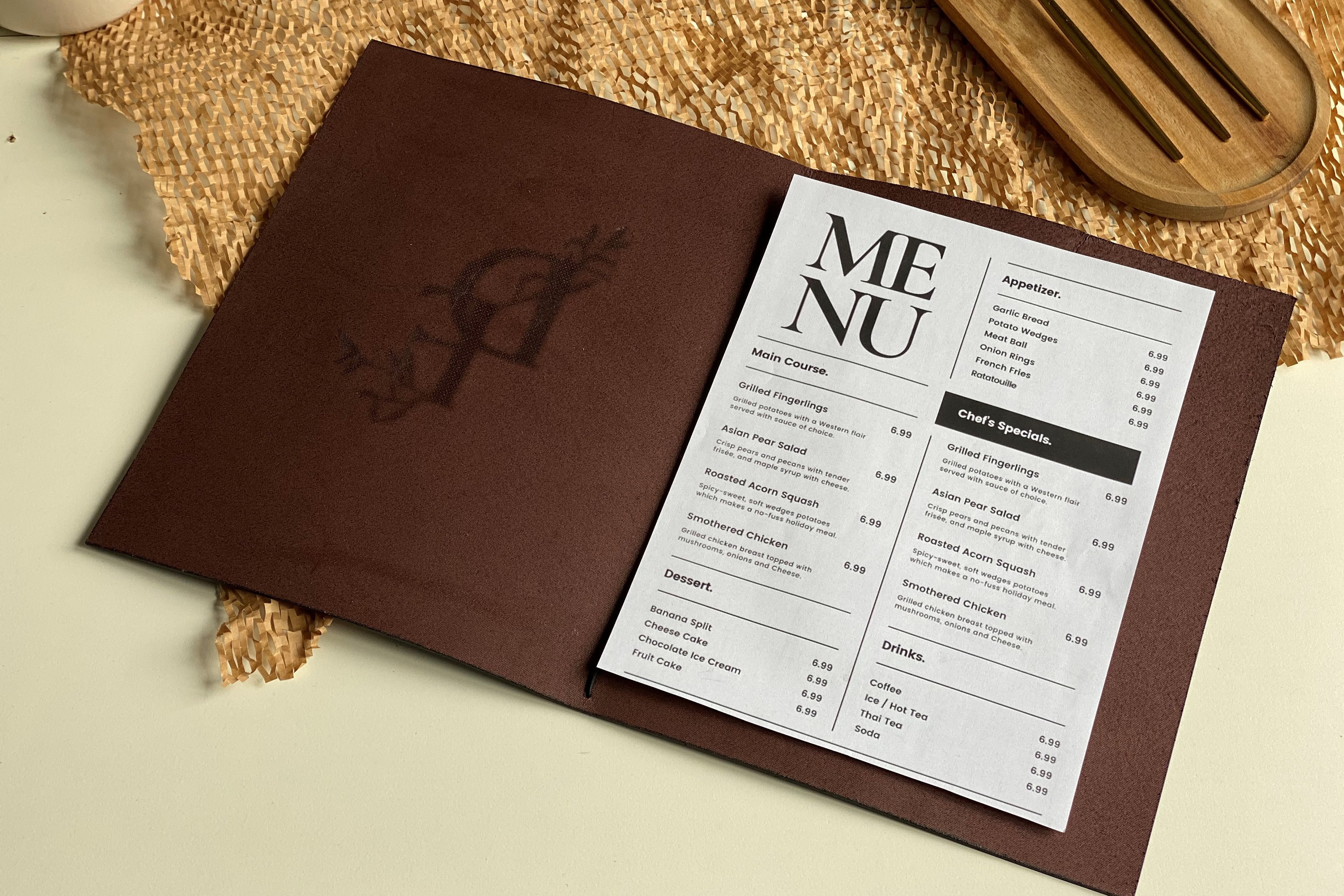Leather Menu A4 Menu Holder With Embosing Restaurant Menu - Etsy