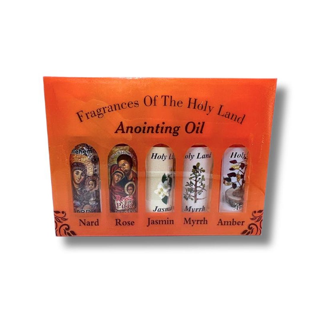 Holy Land Set of 5 Anointing Oils (nard, Rose, Jasmine, Myrrh & Amber ...