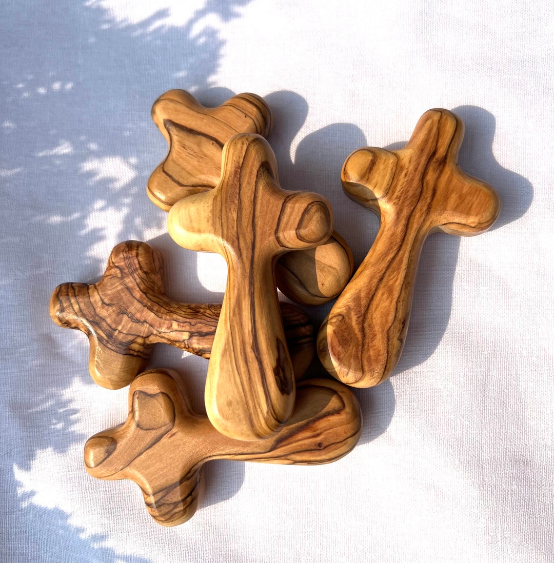 COMFORT CROSS QUINTET - Holy Land Comfort Cross. Hand Held Olive Wood ...