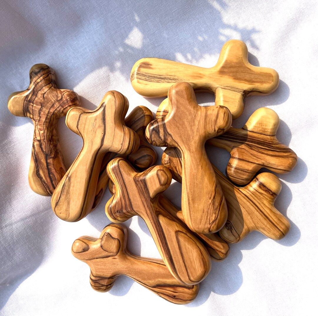 Olive Wood Comfort Cross (50 Pack): Handheld Prayer Cross From ...
