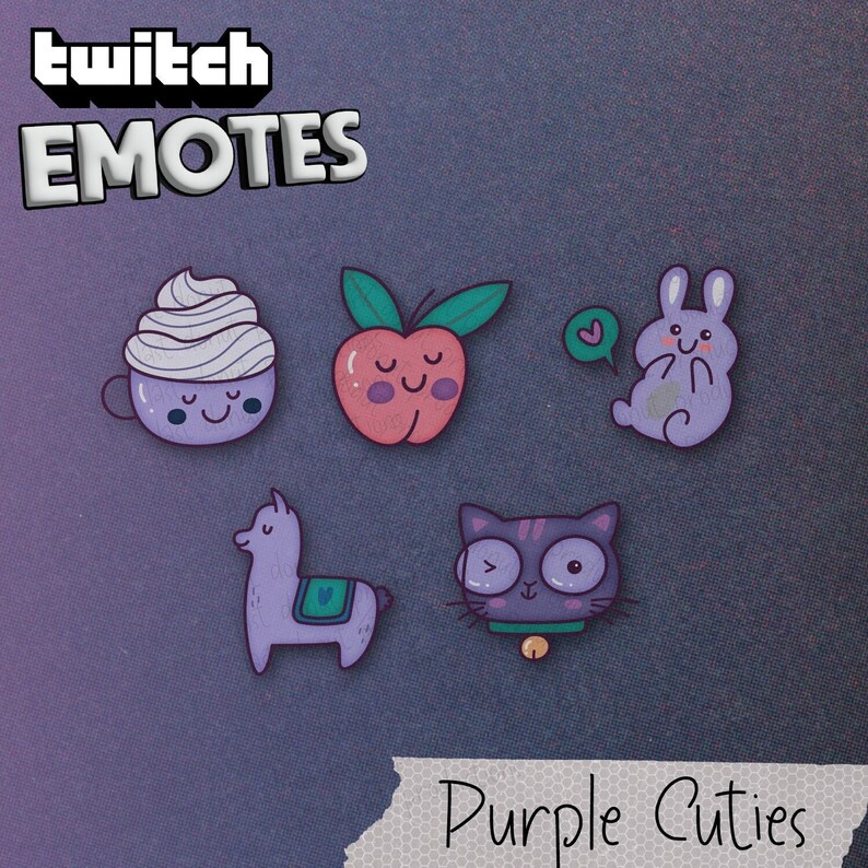 Cute Purple Twitch Emotes, Kawaii Twitch Emoji Clipart - Etsy