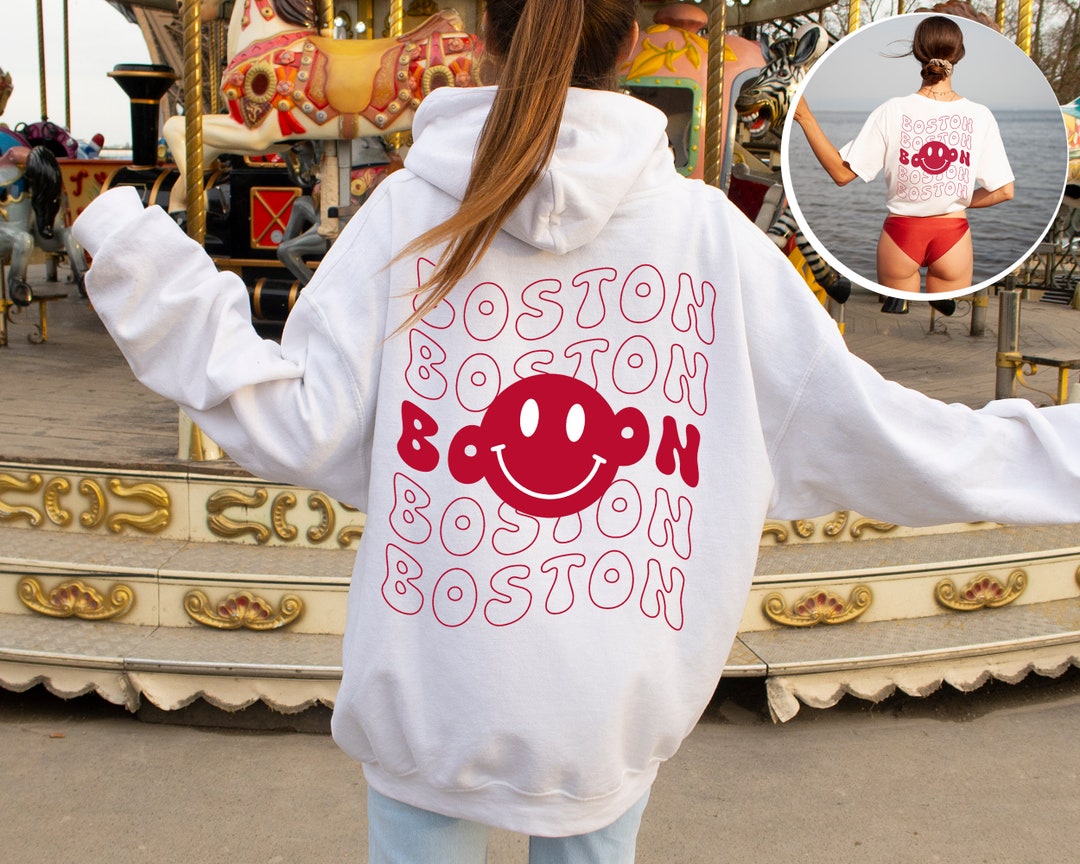 Boston Shirt Smiley Face Hoodie Emoji Crewneck Sweatshirt - Etsy