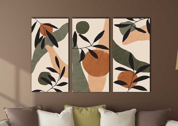 Mid Century Modern Triptych Wall Art Canvas Australian Made | Etsy