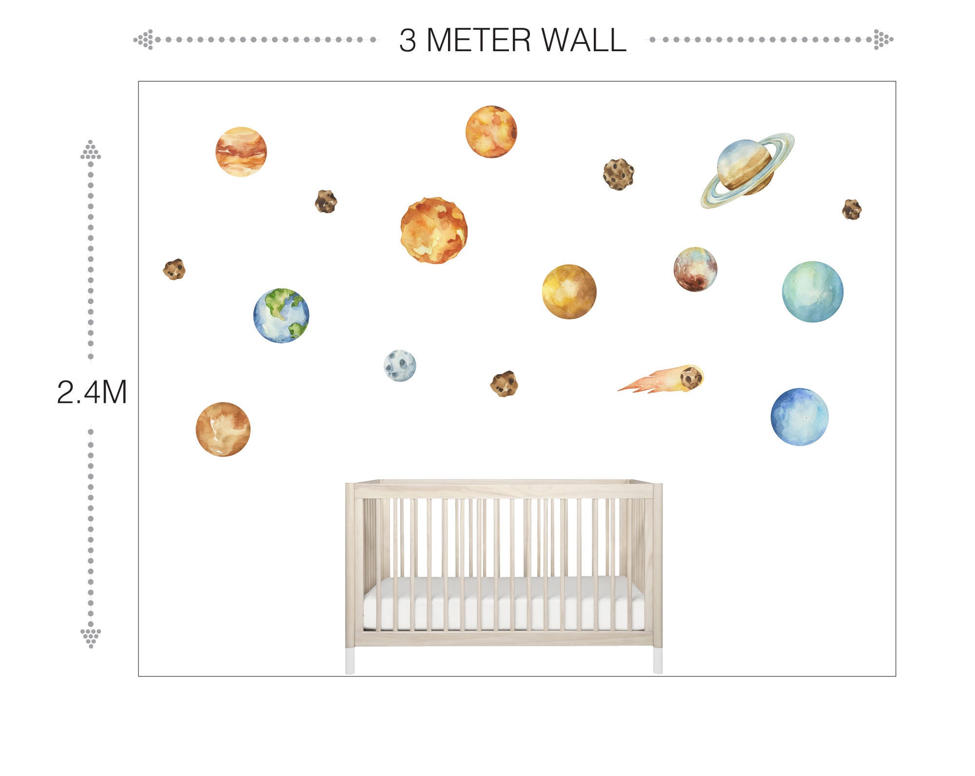 Watercolor Solar System Wall Decal - Etsy