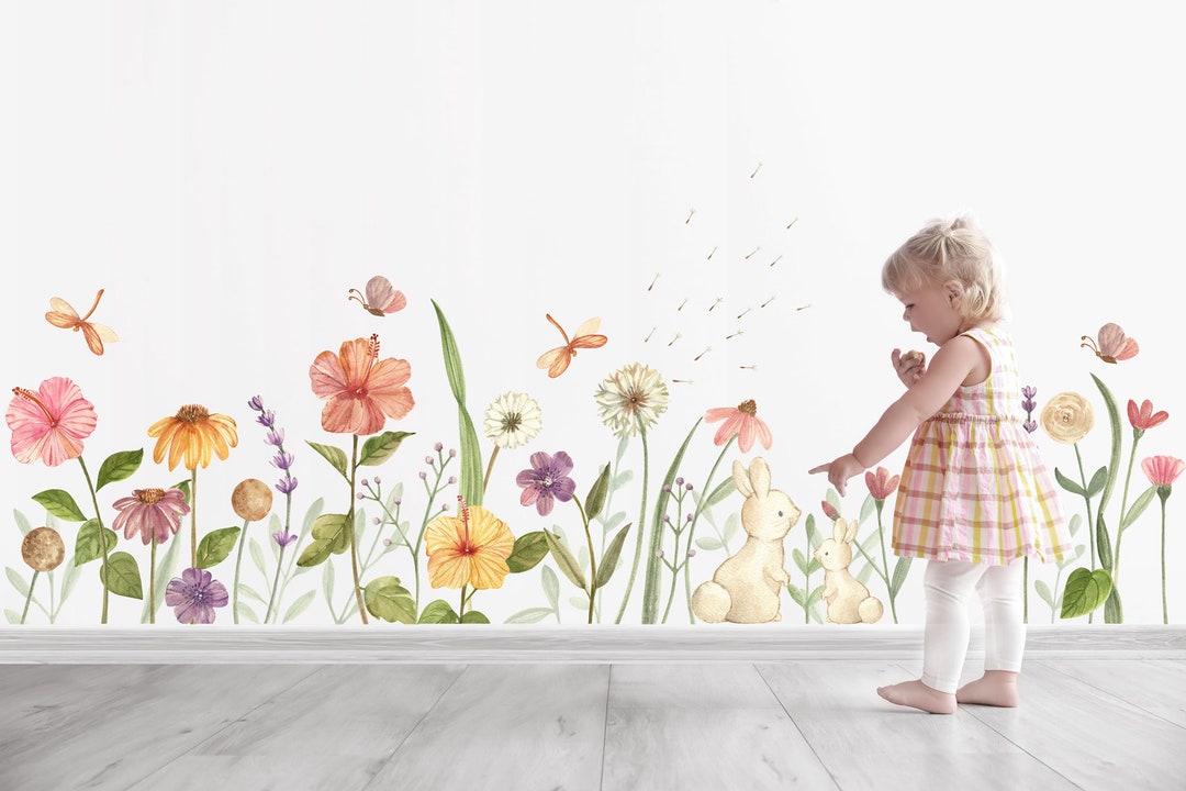 Watercolour Spring Floral Wall Decals - Etsy