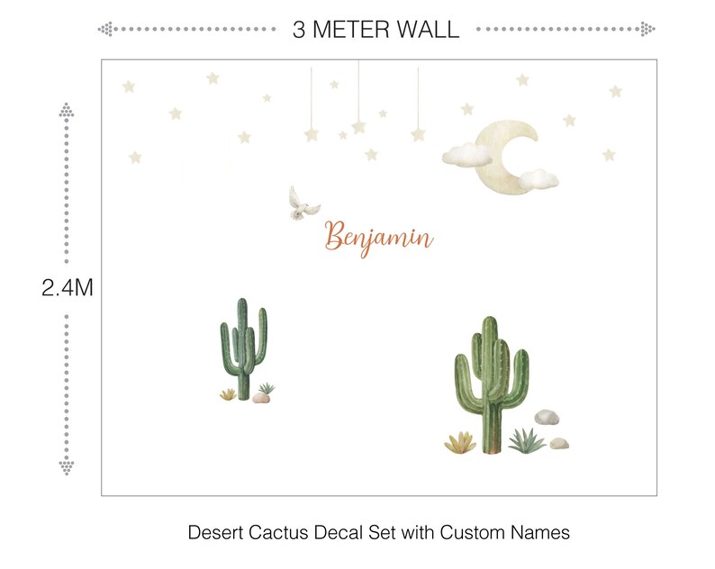 Desert Cactus Decal Set With Custom Names - Etsy