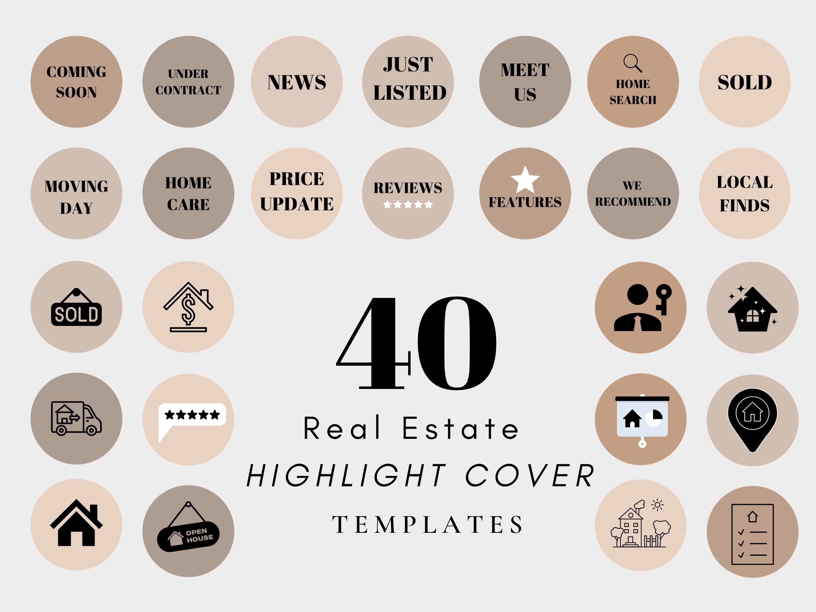 40 Highlight Cover Templates Real Estate Agent Highlight - Etsy