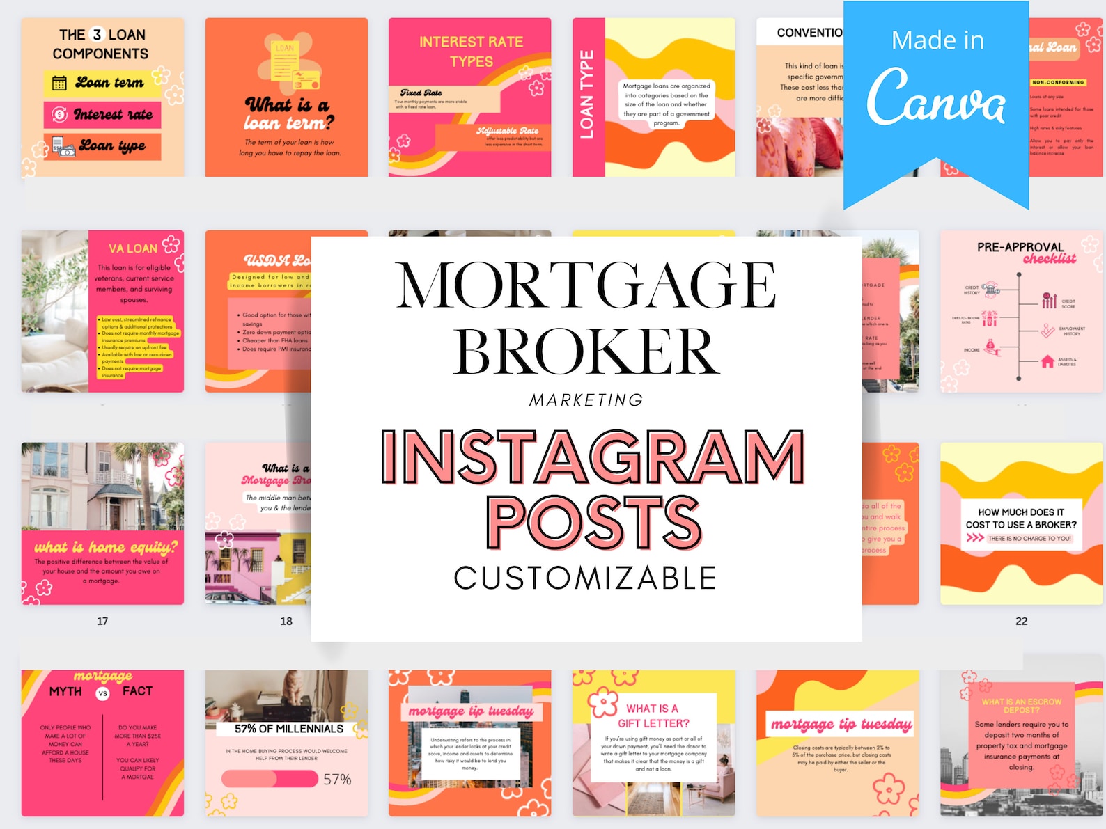 NEW 30 Mortgage Broker Instagram Templates Mortgage Lender - Etsy