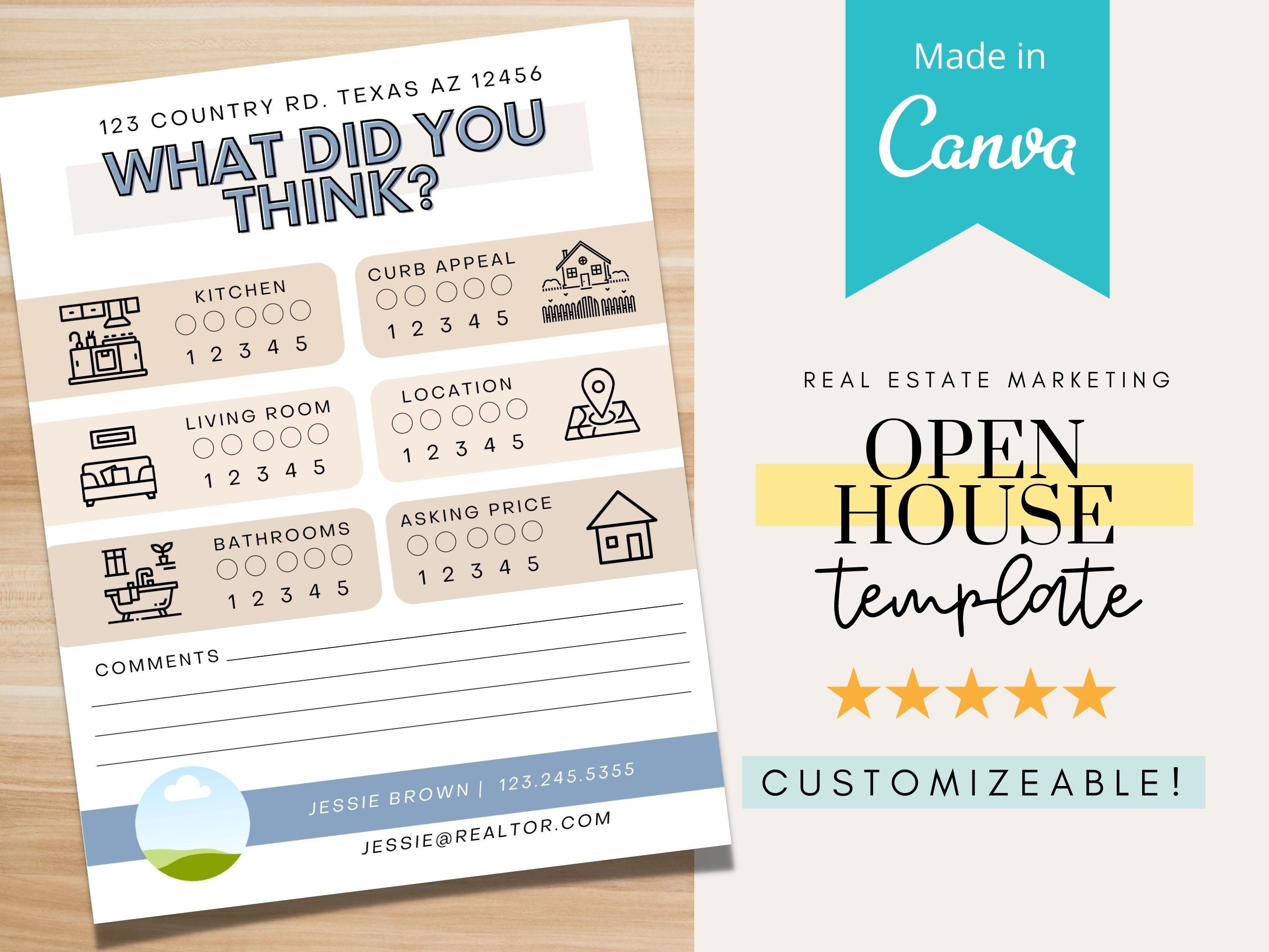 Open House Flyer Open House Feedback Form Real Estate - Etsy