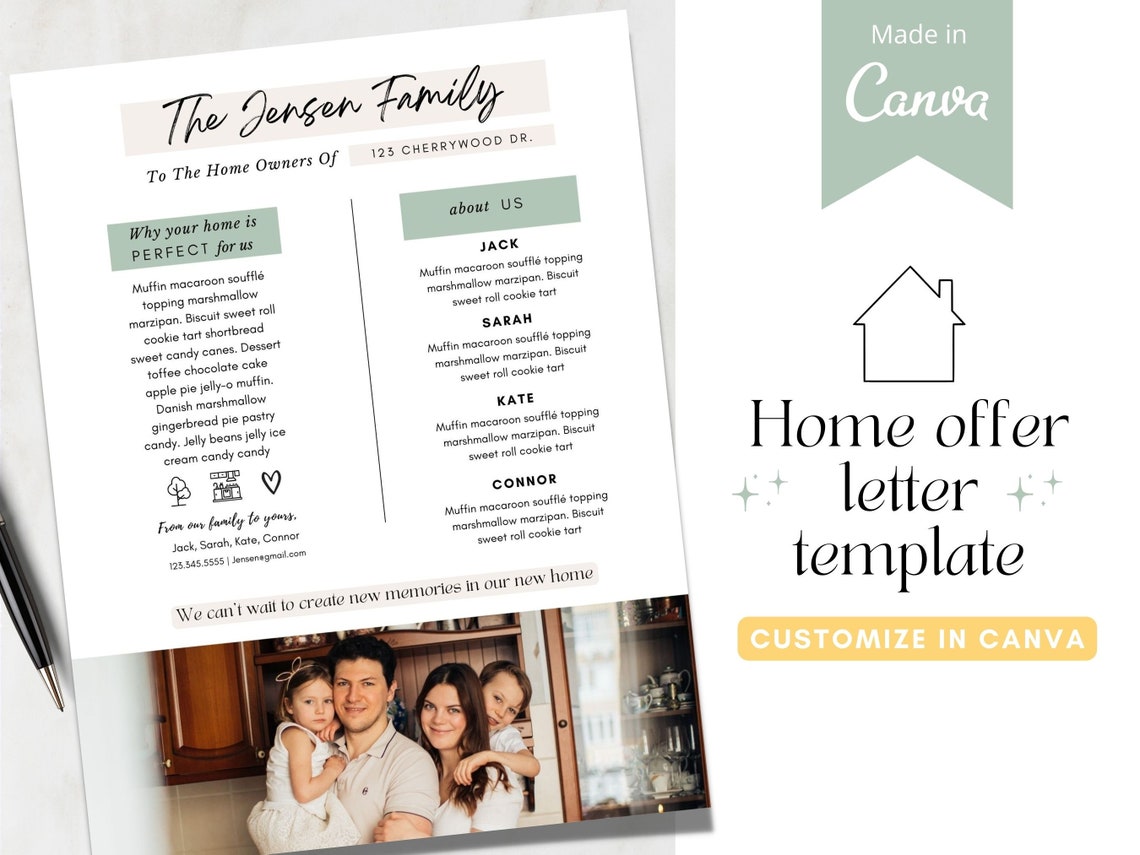 Home Offer Letter Template Home Buying Letter Letter to - Etsy