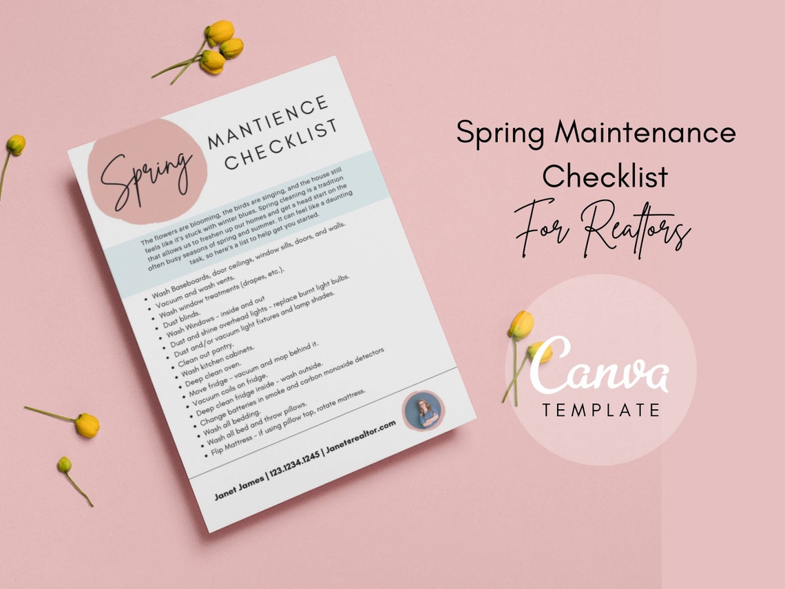 Spring Maintenance Checklist Real Estate Spring Cleaning | Etsy