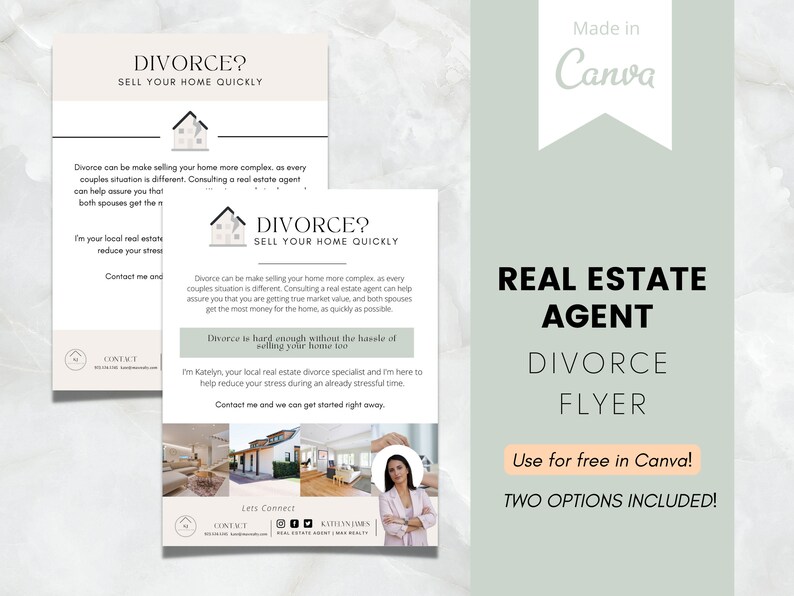 DIVORCE Real Estate Flyer / Canva Realtor Templates / Real - Etsy