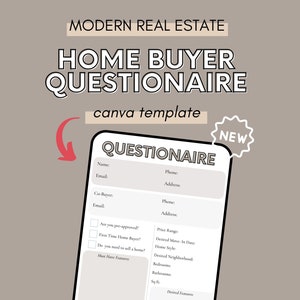 Real Estate Home Buyer Questionnaire Home Buying Checklist - Etsy
