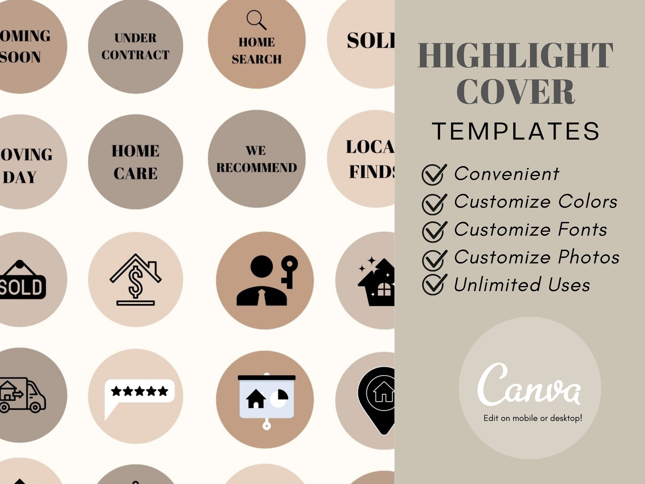 40 Highlight Cover Templates Real Estate Agent Highlight | Etsy
