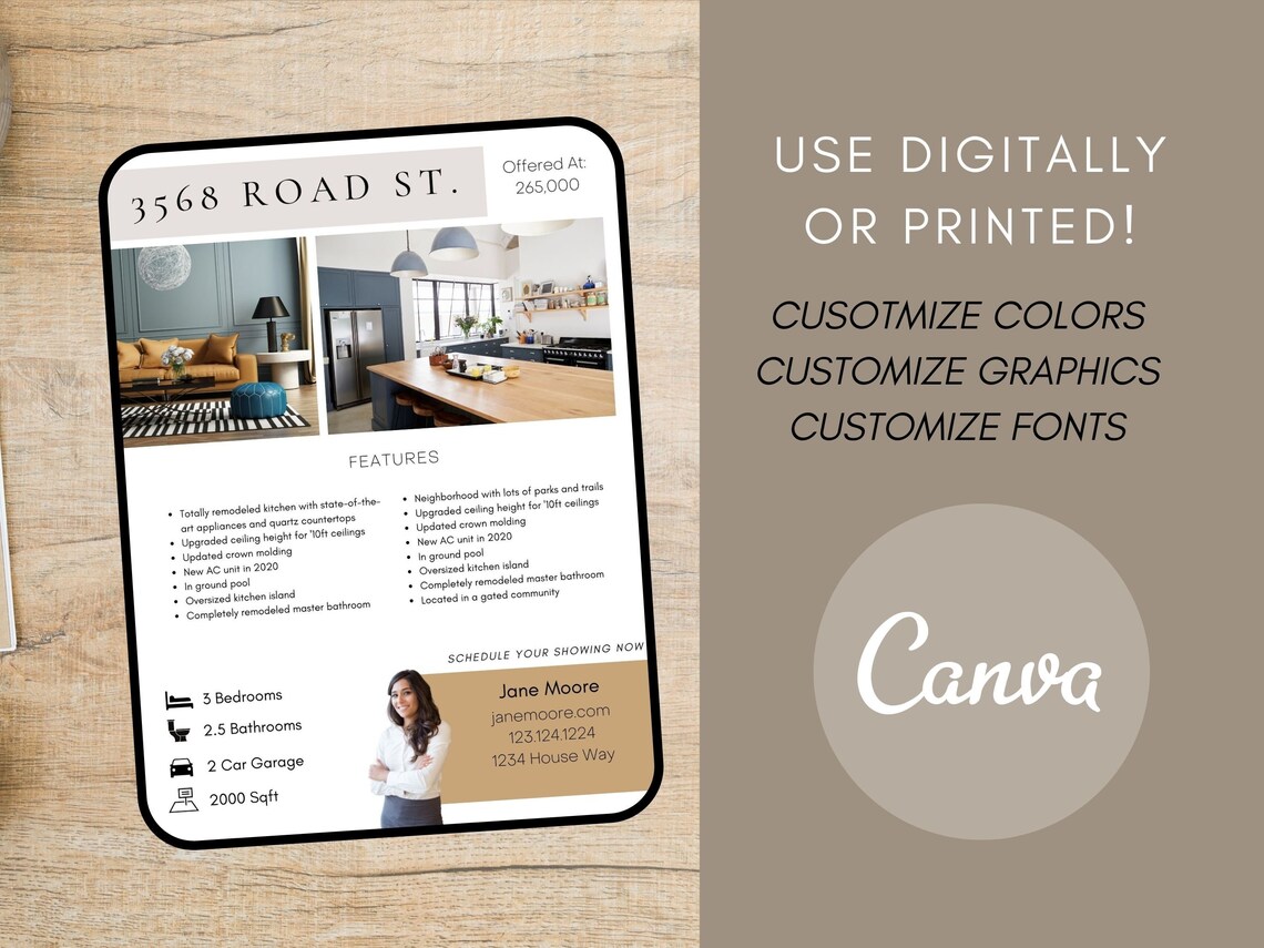 Home Feature Flyer Just Listed Flyer Open House Flyer Real | Etsy