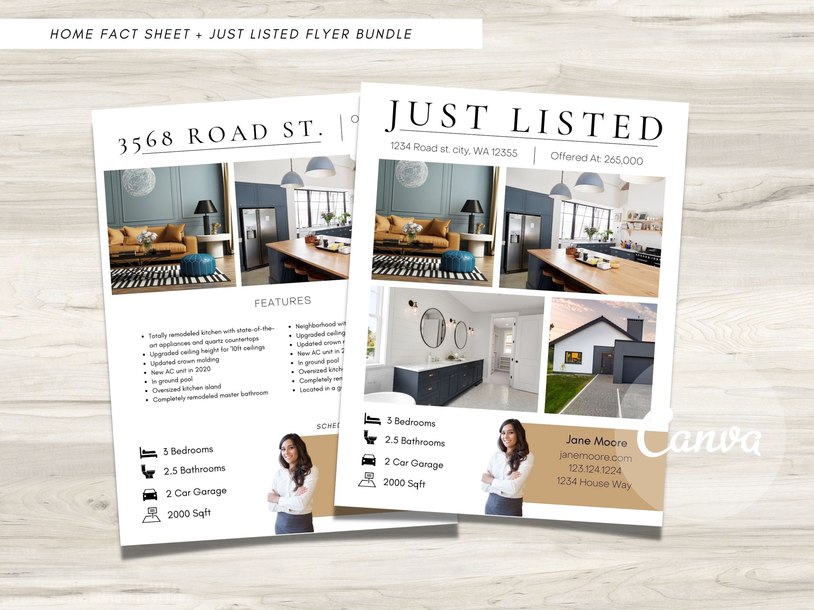 Home Feature Sheet Flyer Just Listed Flyer Open House Flyer | Etsy