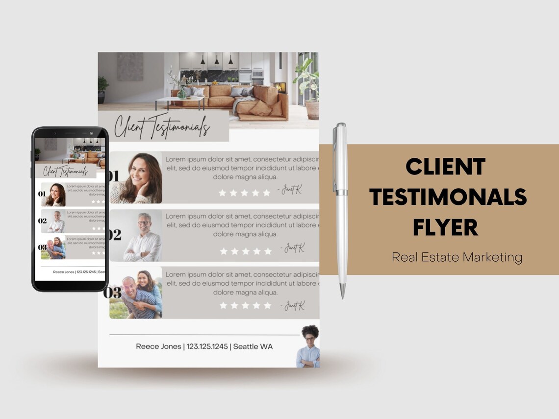 Real Estate Testimonials Flyer Real Estate Client Reviews | Etsy