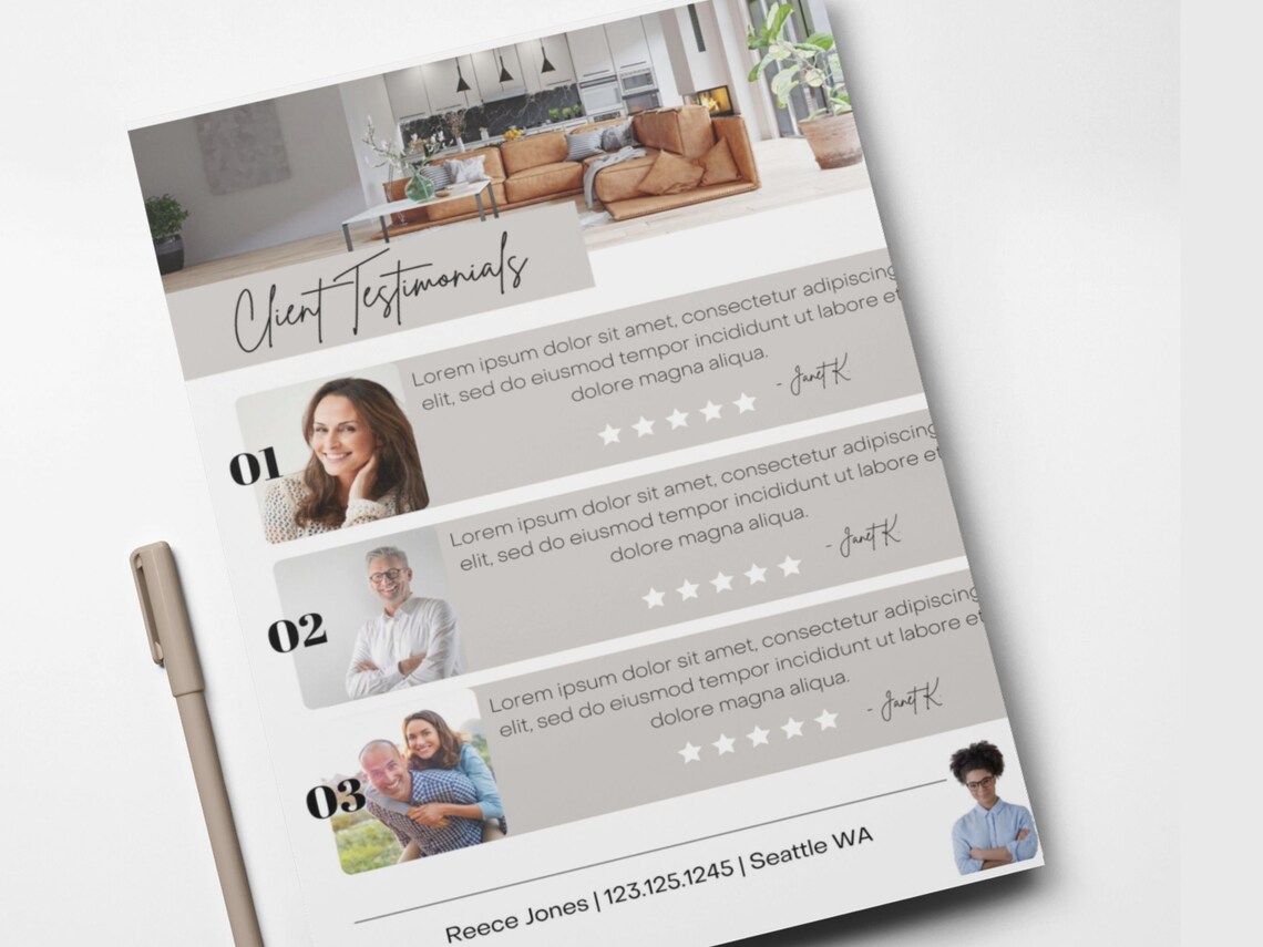 Real Estate Testimonials Flyer Real Estate Client Reviews | Etsy