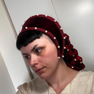 Elizabethan Tudor French Hood and Snood Veil, Tudor Head Dress ...