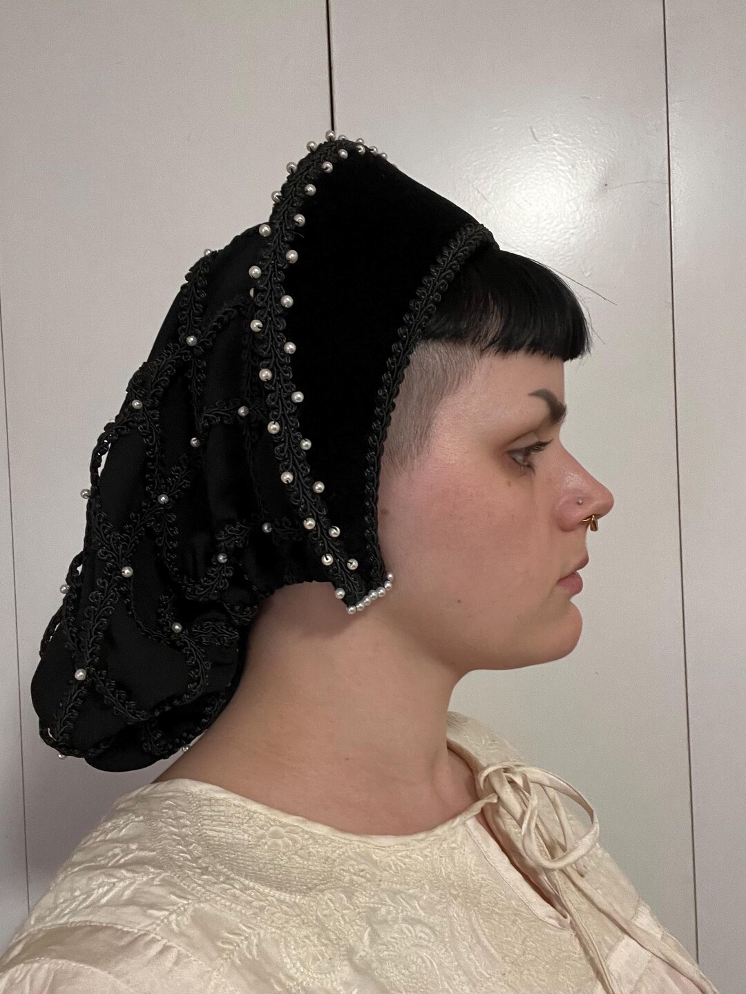 Elizabethan Tudor French Hood and Snood Veil, Tudor Head Dress ...