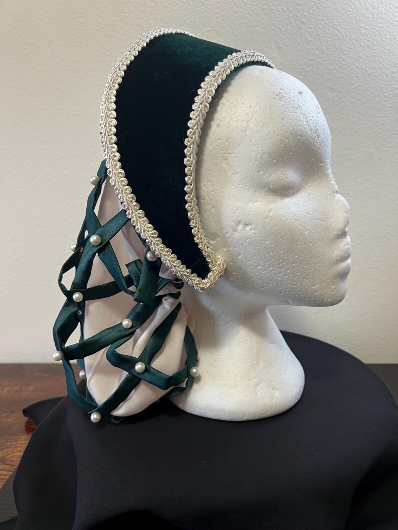 Elizabethan Tudor French Hood and Snood Veil, Tudor Head Dress ...