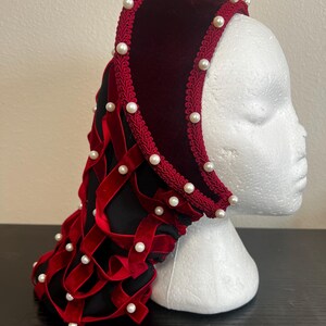 Elizabethan Tudor French Hood and Snood Veil, Tudor Head Dress ...