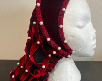 Elizabethan Tudor French Hood and Snood Veil, Tudor Head Dress ...