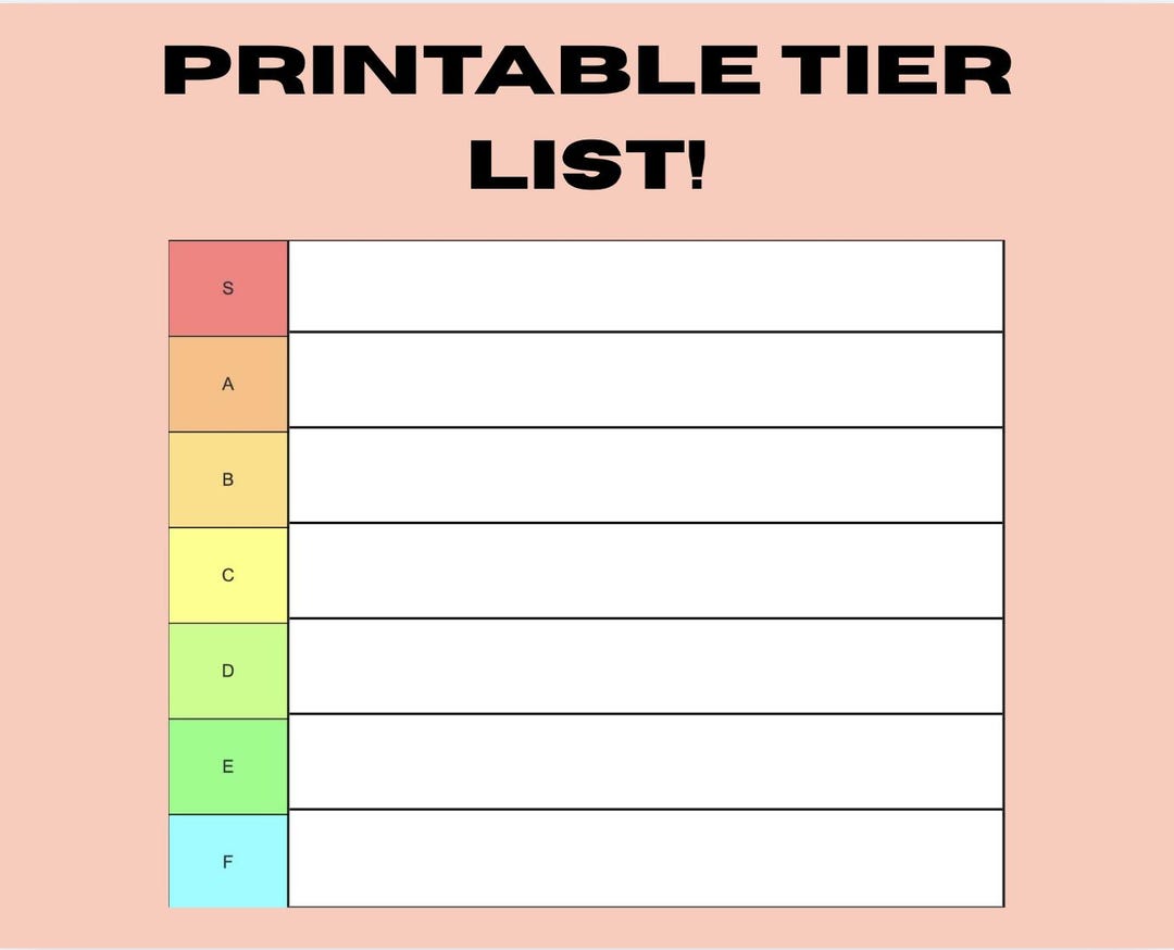 Printable Tier List - Etsy