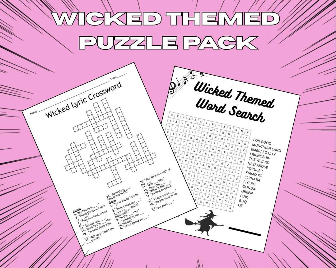 Wicked Puzzle Pack | Includes a Finish the Lyric Crossword and Word ...