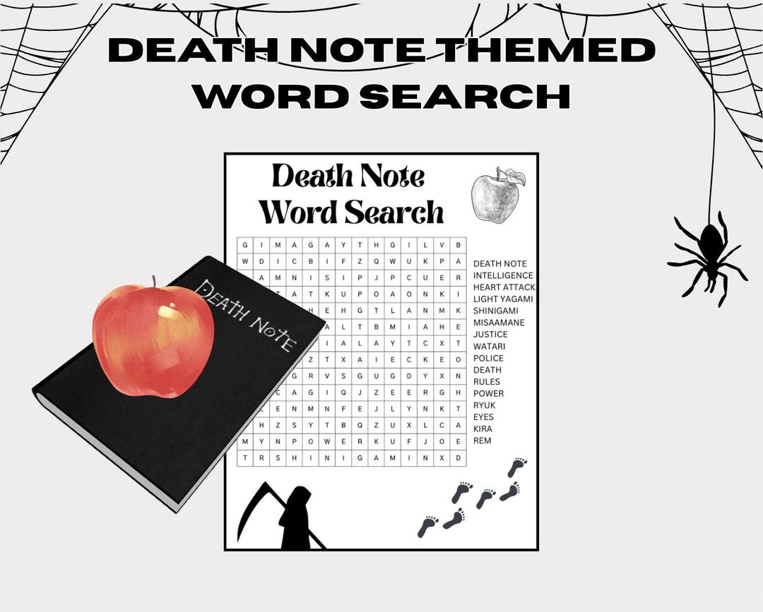 Death Note Themed Word Search - Etsy Canada