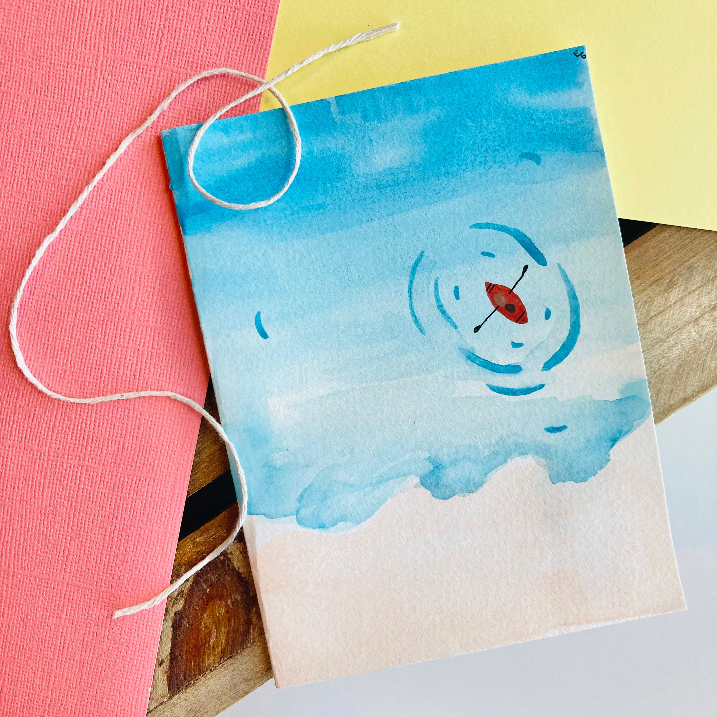 Lake Kayaking Card - Unique Hand Painted Watercolor Cards - Etsy
