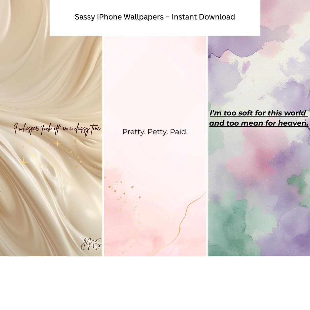 Sassy iPhone Wallpaper Bundle – 3 Digital Phone Backgrounds | Pretty ...