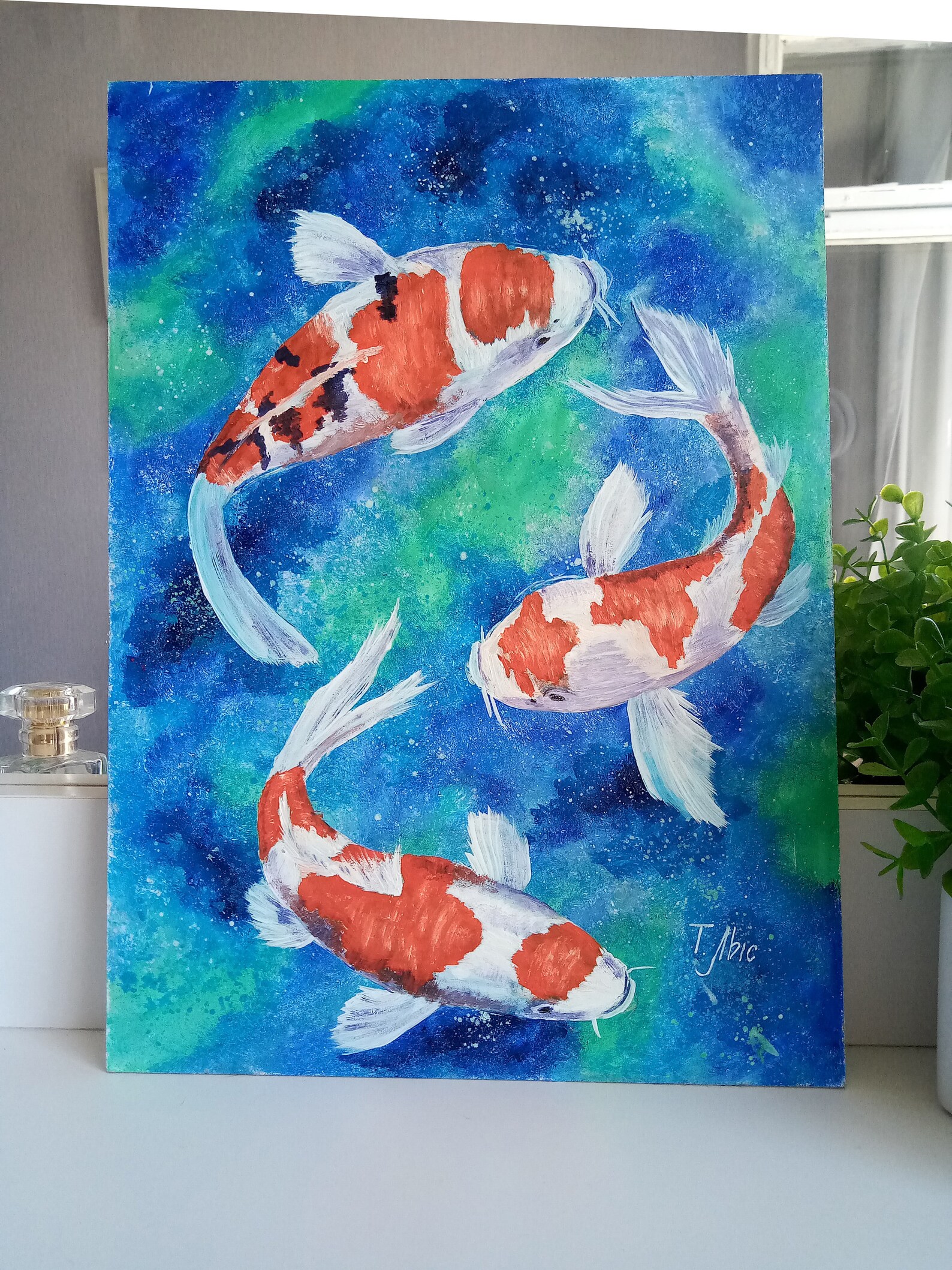 Koi Fish in the Pond Oil Painting Original Art Wall Decor - Etsy