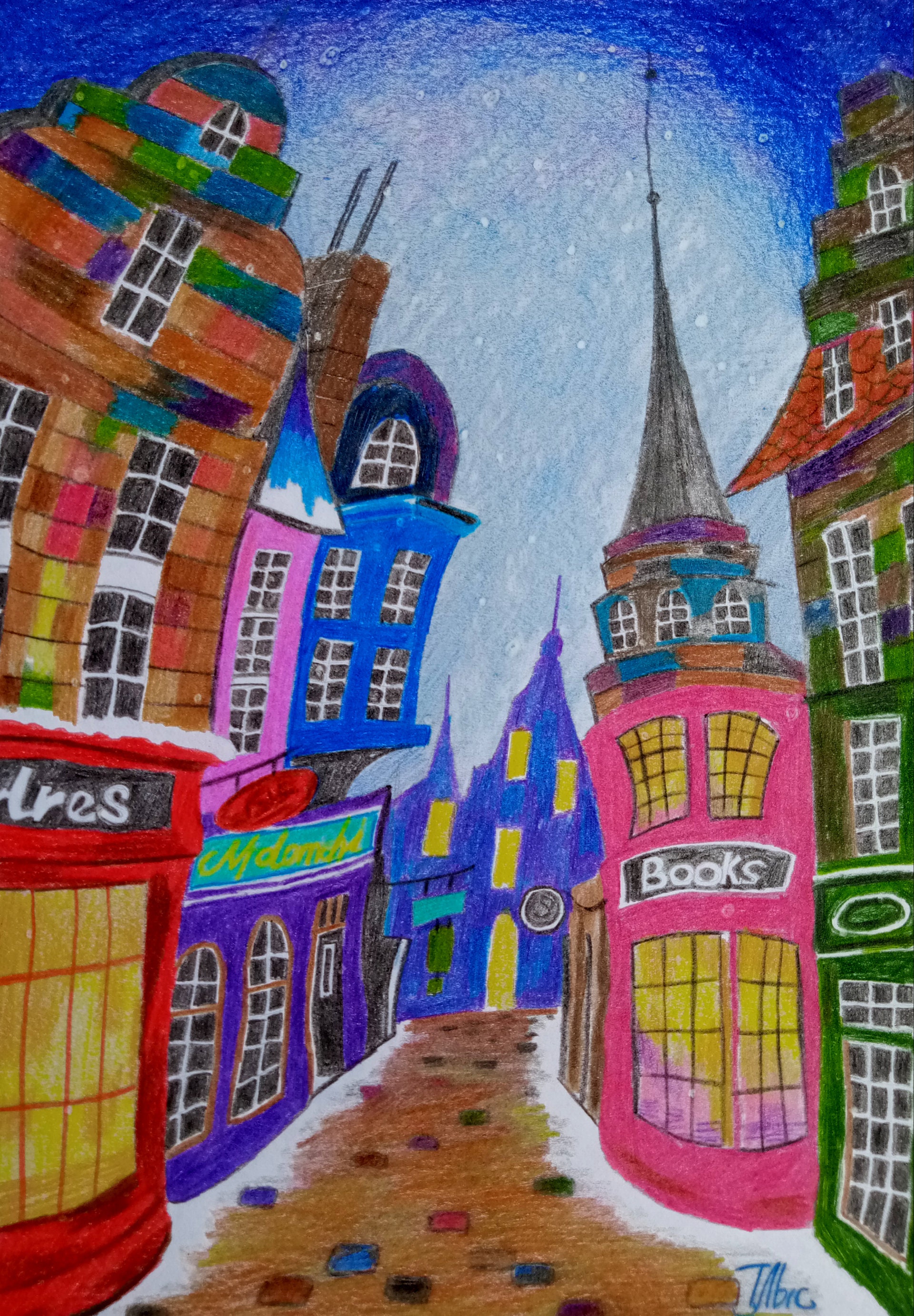 Funny Colorful Houses Drawing With Colored Pencils A4 Wall - Etsy UK