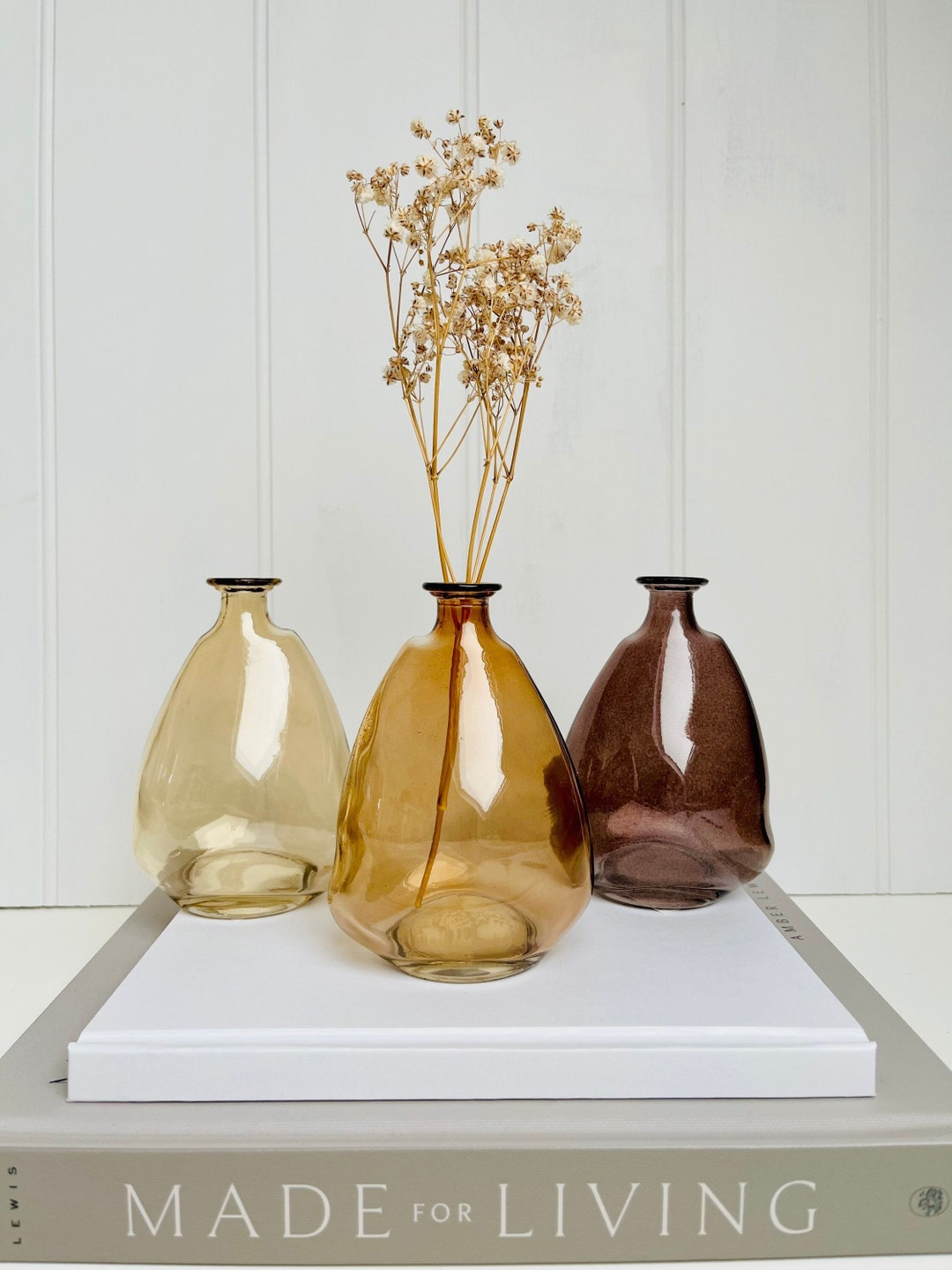 Small Brown Glass Bud Vases Wedding Table Vases Dried Flower Vases ...