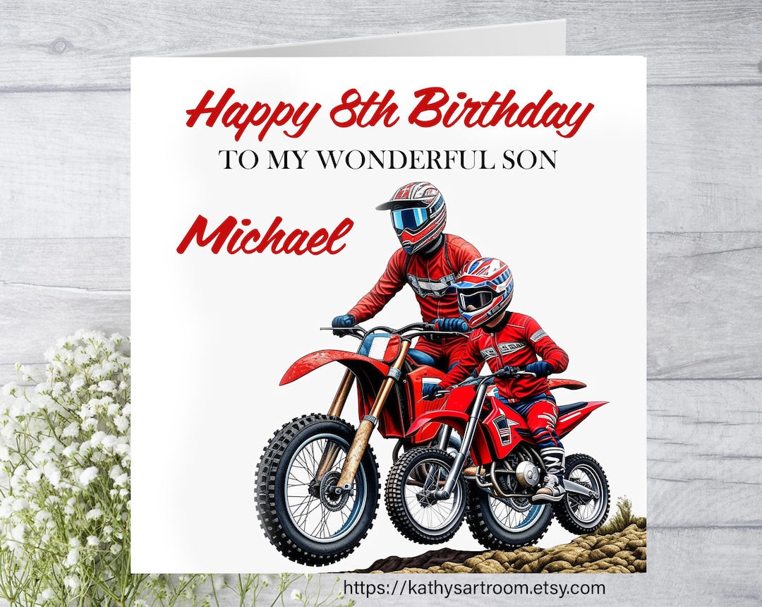 Motocross Birthday Card for Your Son Godson Nephew Etc - Etsy