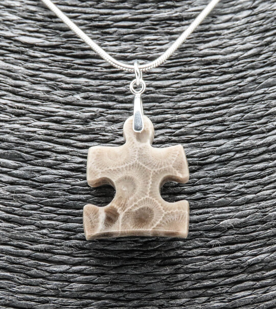 Puzzle Piece Petoskey Stone Pendant - Etsy