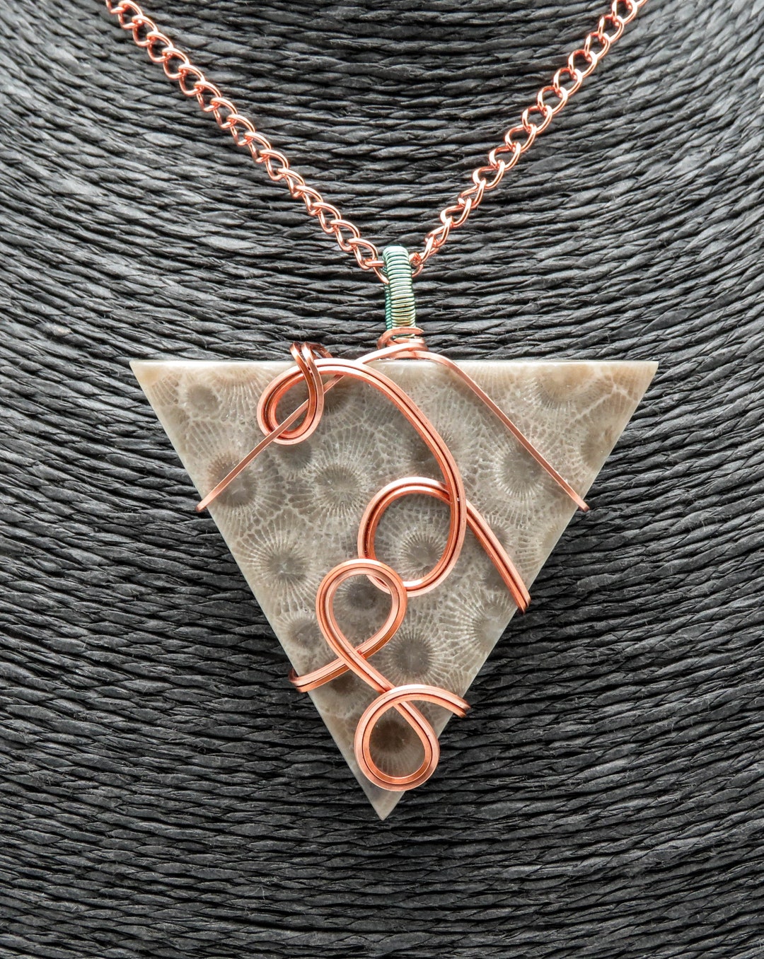 Triangle Wire Wrapped Petoskey Stone Necklace - Etsy