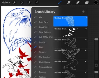 Procreate Tattoo Brush Set Birds of Prey - Etsy
