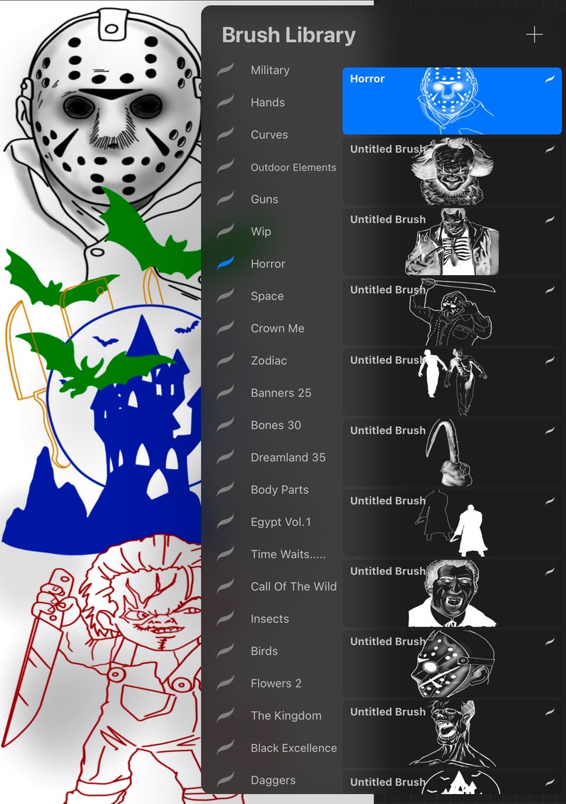 Horror NEW procreate Brush Set - Etsy