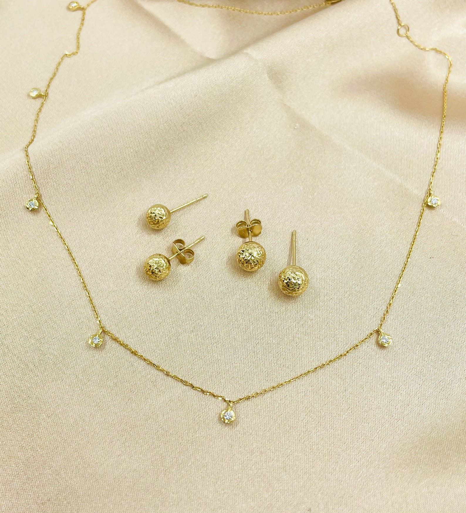 Collar de damas de oro sólido de 14k collar delicado de oro | Etsy