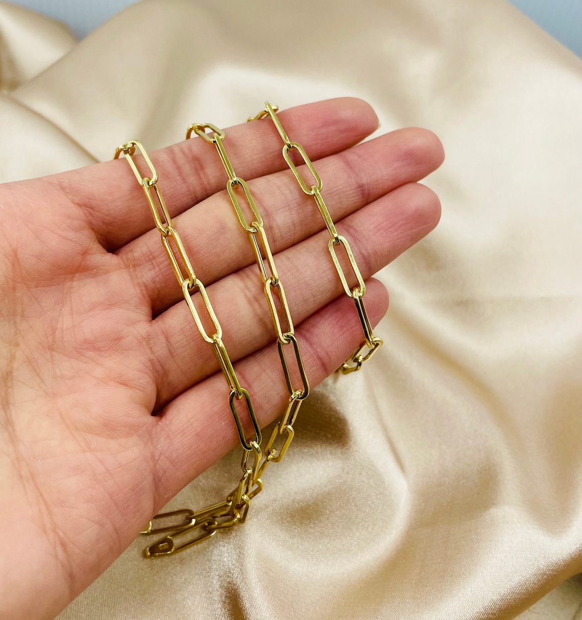 Solid 14k Gold Paperclip Necklace Real 14K Gold Paperclip | Etsy