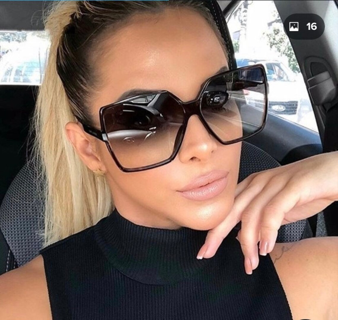 Big Square Sunglasses Women Men Vintage Metal Oversized Shades Etsy