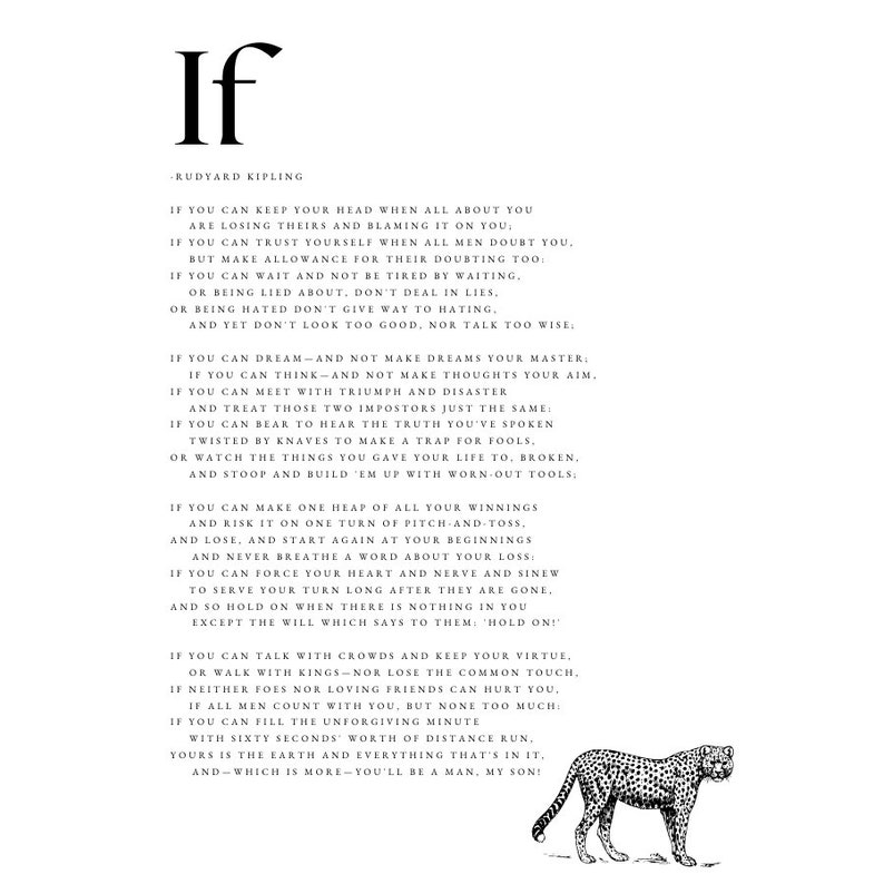IF by Rudyard Kipling Print | Word Wall Art, Typography Wall Art, Wall ...
